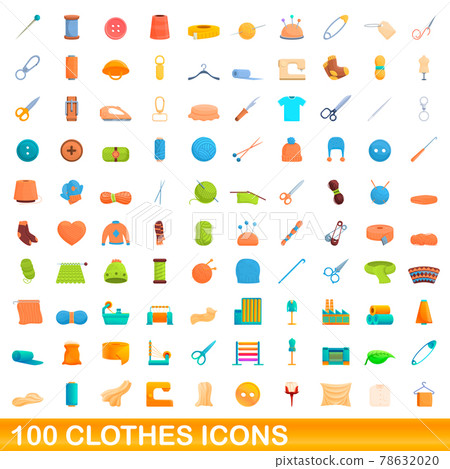 100 clothes icons set, cartoon style - Stock Illustration [78632020 ...