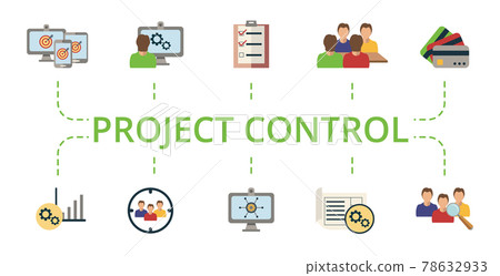 Project Control icon set. Contains editable... - Stock Illustration ...