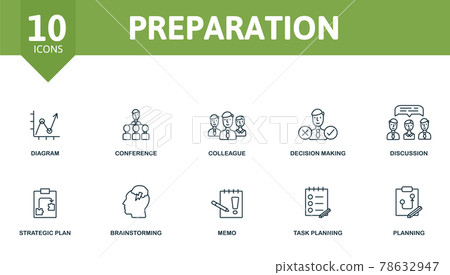 Preparation icon set. Contains editable icons... - Stock Illustration ...