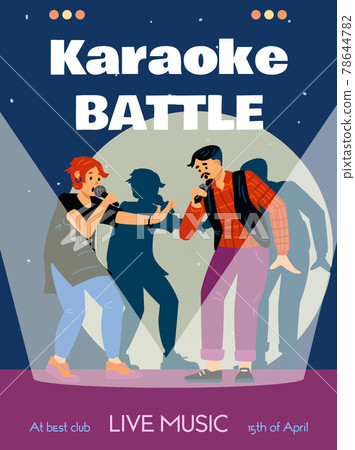 Karaoke battle vocal competition poster with... - Stock Illustration ...