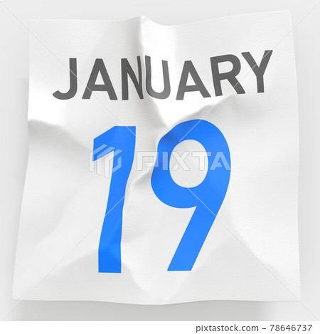 January 19 date on torn page of a calendar, 3d... - Stock Illustration ...