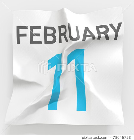 February 11 date on crumpled paper page of a... - Stock Illustration ...