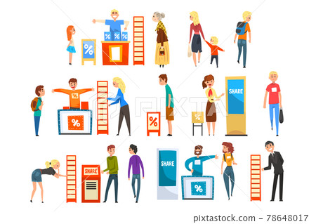 Sellers Characters with Advertising Banner Set,... - Stock Illustration ...
