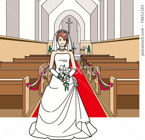 Woman in a wedding dress church - Stock Illustration [78652165] - PIXTA