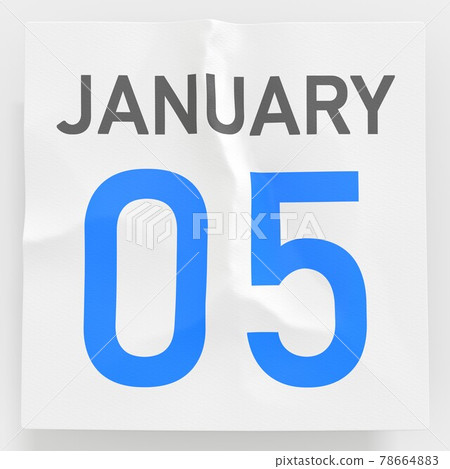 January 5 date on crumpled paper page of a... - Stock Illustration ...