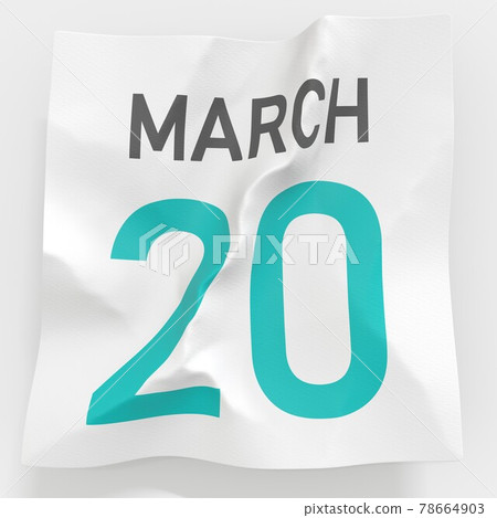 March 20 date on crumpled paper page of a... - Stock Illustration ...
