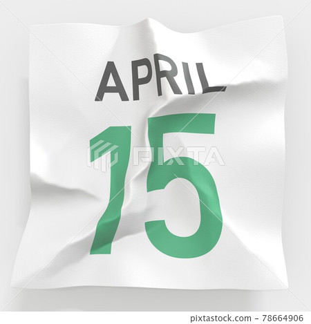 April 15 date on crumpled paper page of a... - Stock Illustration ...