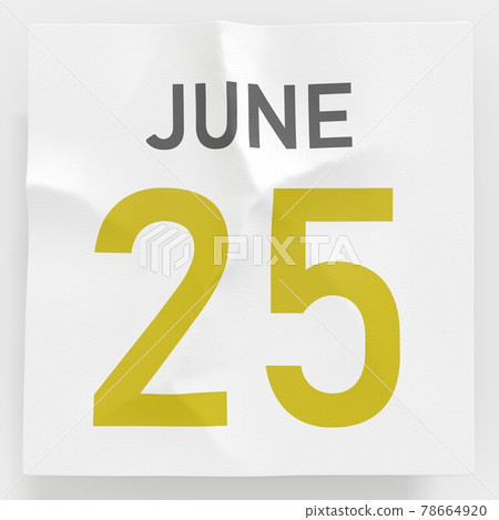 June 25 date on crumpled paper page of a... - Stock Illustration ...