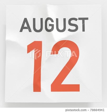 August 12 date on torn page of a paper... - Stock Illustration ...