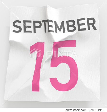 September 15 date on crumpled paper page of a... - Stock Illustration ...