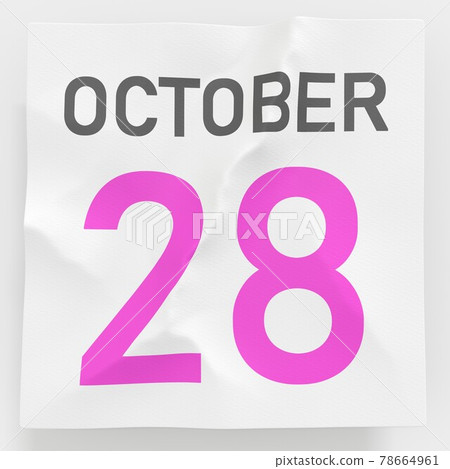 October 28 date on crumpled paper page of a... - Stock Illustration ...