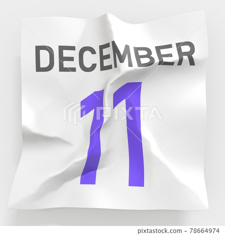 December 11 date on crumpled paper page of a... - Stock Illustration ...
