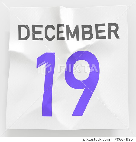 December 19 date on crumpled paper page of a... - Stock Illustration ...
