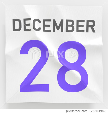 December 28 date on crumpled paper page of a... - Stock Illustration ...