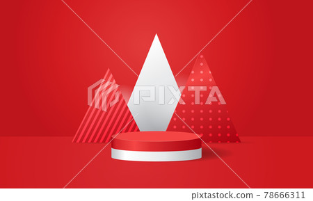 Red and white theme podium for product showcase... - Stock Illustration ...