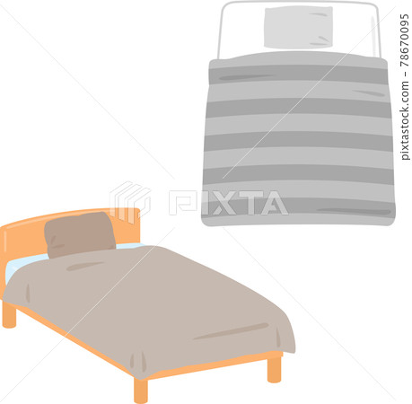 Simple bed and bedding - Stock Illustration [78670095] - PIXTA
