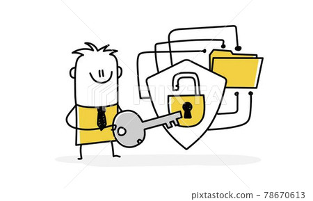 Funny stickman with key. - Stock Illustration [78670613] - PIXTA