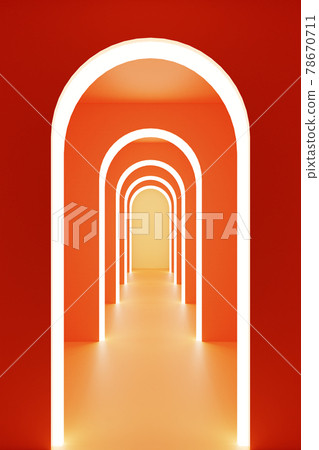 3D illustration illuminated red arches - Stock Illustration [78670711 ...