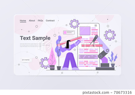 woman developer with robotic hand creating... - Stock Illustration [78673316] - PIXTA