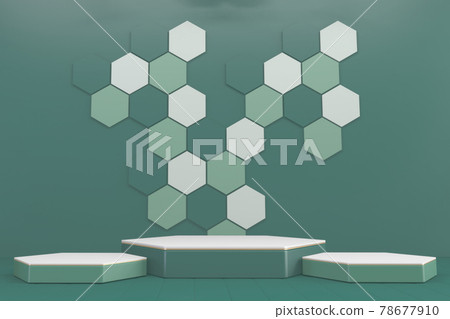hexagon podiums green on backround gexagon... - Stock Illustration ...