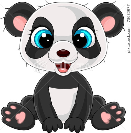 Cartoon cute little panda sitting - Stock Illustration [78683977] - PIXTA