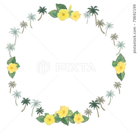 frame, hibiscus, flower - Stock Illustration [78692199] - PIXTA