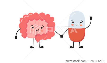 Healthy intestine and happy smiling medicine... - Stock Illustration ...