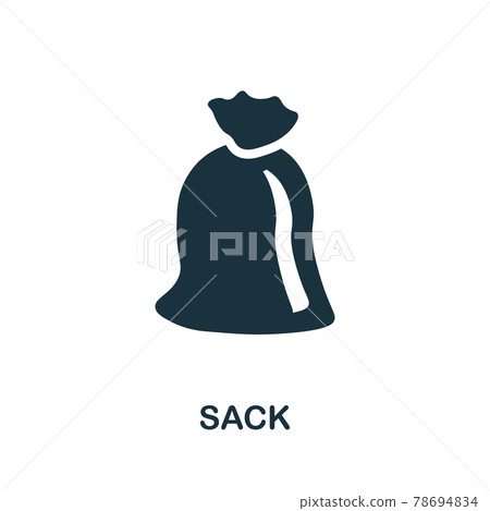 Sack icon. Monochrome simple element from... - Stock Illustration ...