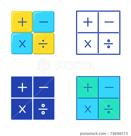 Basic math operations icon set in flat and line... - Stock Illustration ...