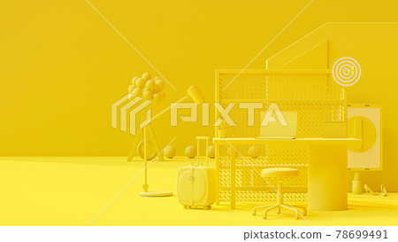 Yellow office for work from home. - Stock Illustration [78699491] - PIXTA
