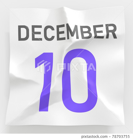December 10 date on crumpled paper page of a... - Stock Illustration ...
