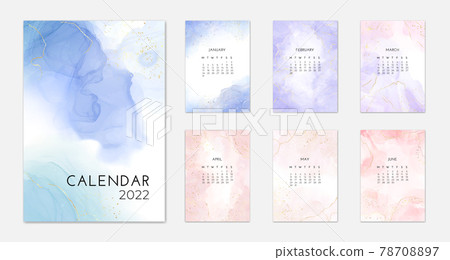Pastel abstract watercolor 2022 calendar... - Stock Illustration ...