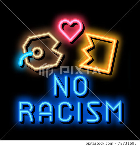 no racism torn label neon glow icon illustration - Stock Illustration ...