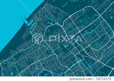 Detailed map of Hague city, linear print map....-插圖素材 [78734576] - PIXTA圖庫