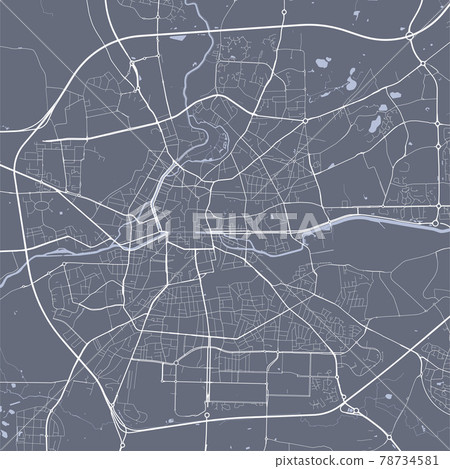 Detailed map of Rennes city, linear print map.... - Stock Illustration ...