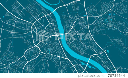 Detailed map of Bonn city, linear print map.... - Stock Illustration ...