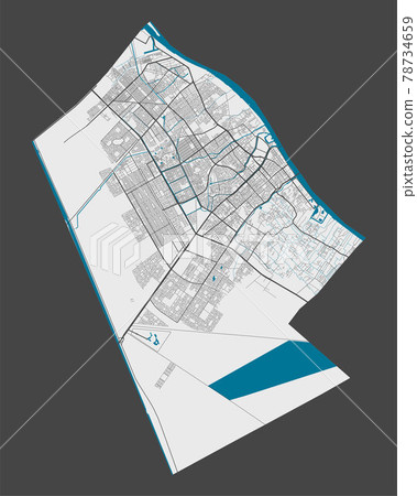 Detailed map of Basra city, Cityscape. Royalty... - Stock Illustration ...