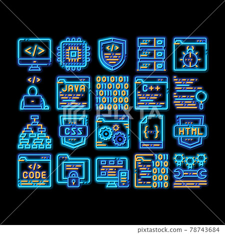 Coding System Vector neon glow icon illustration - Stock Illustration ...