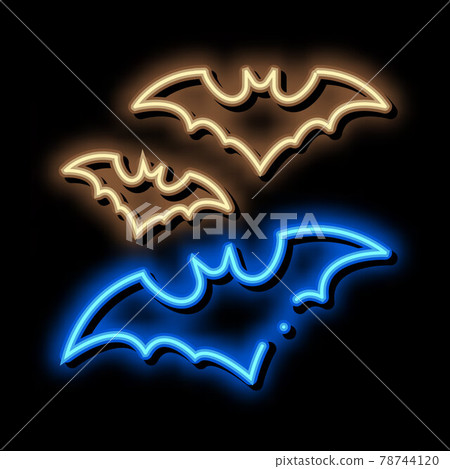 halloween bat neon glow icon illustration - Stock Illustration ...