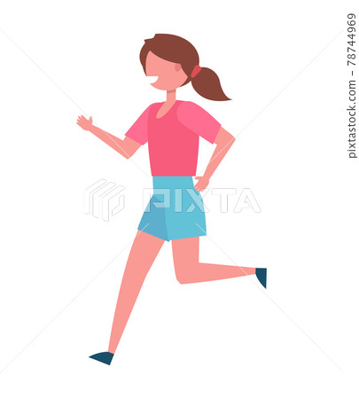 Running Girl Color Icon Vector Illustration Female - Stock Illustration ...