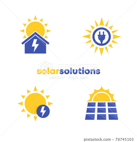 solar energy solutions logo set, vector - Stock Illustration [78745103 ...