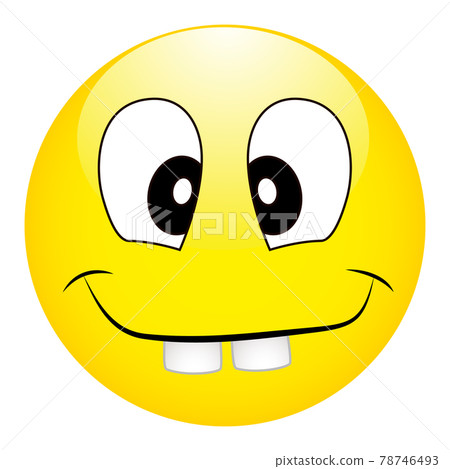 Funny silly yellow smiley with big teeth on a... - Stock Illustration ...