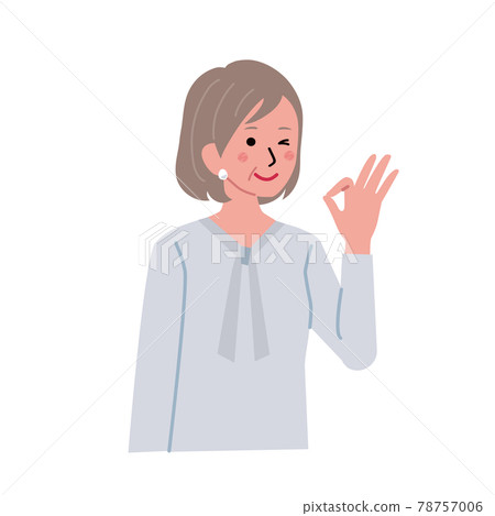 Facial expression of senior woman OK sign... - Stock Illustration ...
