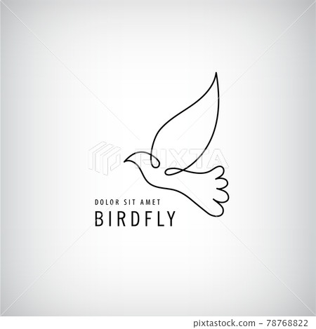 Vector one line bird logo, flying silhouette,... - Stock Illustration ...
