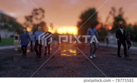 Mass exodus of people from cities during the... - Stock Illustration ...