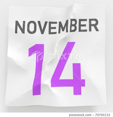 November 14 date on crumpled paper page of a... - Stock Illustration ...