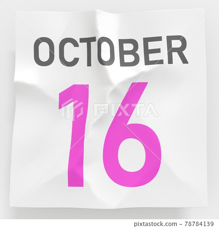 October 16 date on crumpled paper page of a... - Stock Illustration ...