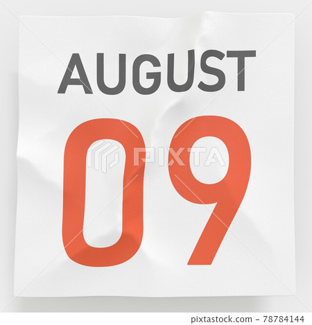 August 9 date on torn page of a calendar, 3d... - Stock Illustration ...
