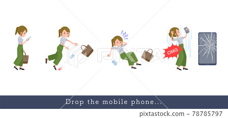 A set of casual fashion women who drop their... - Stock Illustration ...