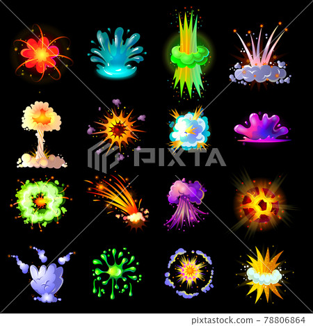 Cartoon Colorful Explosions Collection - Stock Illustration [78806864 ...